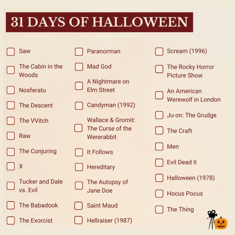 31 Days of Halloween: A Horror Movie Checklist (2022) – Slow Burn Horror